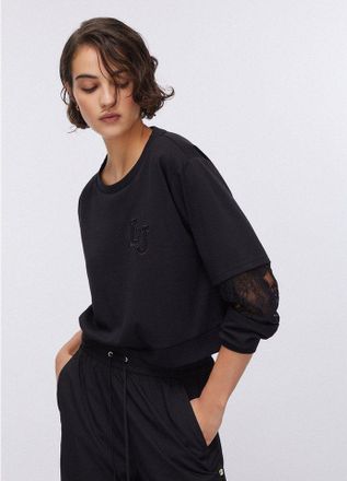 Liu Jo Sweatshirt - Langarmshirt mit Spitze - Sweatshirt Damen - Sweater - Damen Sweater