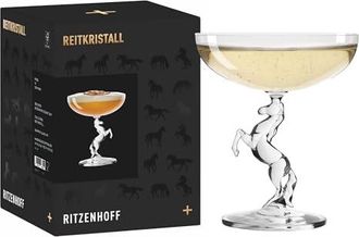 Ritzenhoff 9011001 Champagnerglas 200 ml, Serie Reitkristall - mit schlichtem, edlem Design und Stiel in Form eines steigenden Pferdes - Made in Germany