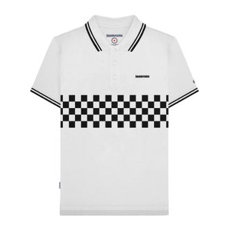 Lambretta SS25 Poloshirt Mit kontrastfarbenen Streifen f&uuml;r Herren (Wei&szlig;/Schwarz)