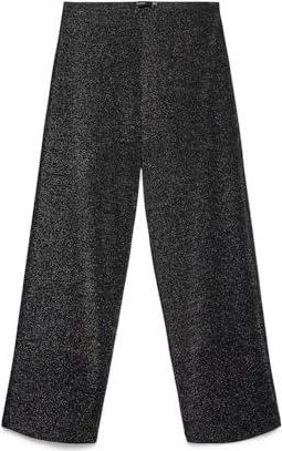 Vero Moda Vmberlin MW Pantalon Large &agrave; Paillettes Noos, Noir, XS / 30L
