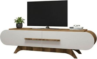 Dmora Fernsehschrank Dkastano, St&auml;nder f&uuml;r Wohnzimmerfernseher, Niedriges Wohnzimmer-Sideboard, TV-St&auml;nderbasis, 145x37h50 cm, Walnuss und Wei&szlig; - Dmora