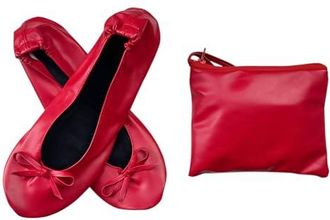 Minetom Ballerines Pliables Femmes Filles Confortable Pantoufle de Ballet Décontractées Plates Flats Danse Chaussures avec Sac A Rouge 41/42 EU
