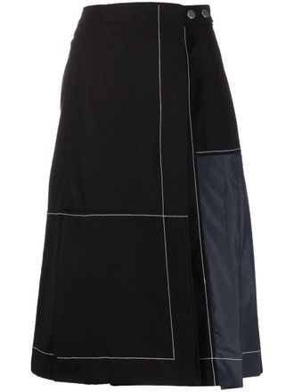 3.1 Phillip Lim jupe mi-longue à détails plissés - Noir
