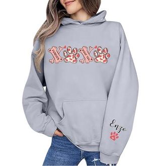 Generic Sweatshirt imprim&eacute; chien Saint-Valentin 2026 amoureux maman papa, gris clair, XXL