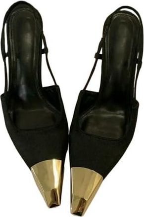 Generic YUJIEBB Street Style Sexy Bout Pointu Slingbacks Escarpins Femmes Strip-teaseuse Sandales Talons Hauts Femme Banquet Chaussures Marron Talons, Noir 3 