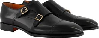 Santoni Double Buckle - Gr. UK_10 - in Schwarz