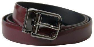 Dolce & Gabbana Mens Bordeaux Leather Silver Metal Buckle Belt