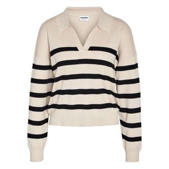Noisy May NMFIFI L/S Polo Neck Knit FWD Noos, Pull-Over Femme, Beige