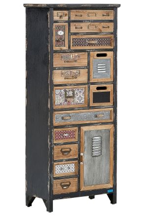 Landscape Kommode, Mehrfarbig, Holz, Metall, Kiefer, massiv, 15 Schublade(n) Schubladen, 59x140x32 cm, Wohnzimmer, Kommoden & Sideboards, Kommoden