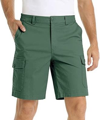 Generic Lot de shorts chino pour homme - Taille &eacute;lastique - Pantalon cargo de couleur unie - Coupe droite - Pour l&eacute;t&eacute;, le golf, le travail, les vacances - Sho