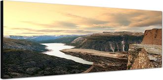Paul Sinus Art Sinus Art Wandbild 150x50cm Norwegen Felsen Schlucht Fluss Wolken