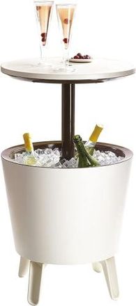 Keter Café- und Loungetisch Cool Bar, Kunststoff, Creme/braun, ausziehbar