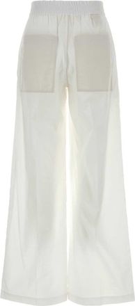 Brunello Cucinelli Cotton Blend Wide-Leg Trouser - White