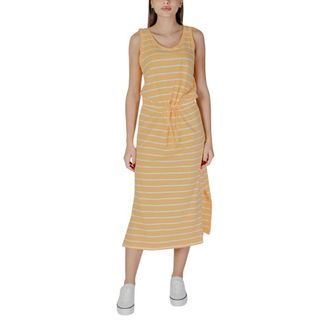 b.young Gestreiftes Midi-Kleid mit Kordelzug in der Taille