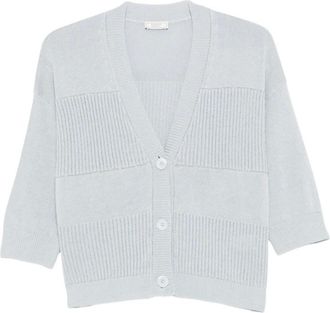 PESERICO Femme, Pulls, Bleu, Taille: 42 FR Button Ribbed Cardigan