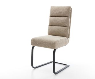 DELIFE Freischwinger Pela-Flex Boucl&eacute; Schlamm Freischwinger flach Schwarz Taschenfederkern, Esszimmerst&uuml;hle