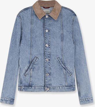 Brunello Cucinelli Denim Jacket with suede collar - BRUNELLO CUCINELLI - gender_Man