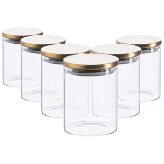 Argon Tableware Scandi -Aufbewahrungsgl&auml;ser Mit Metallic Deckel - 750ml - Gold - Pack Von 6