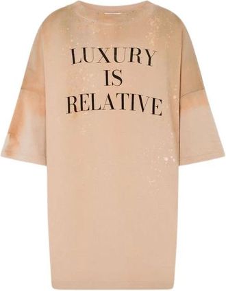 Moschino unisex, Tops, Beige, Taille: S Luxury Is Relative T-Shirt