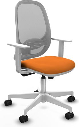 Piqueras y Crespo Stuhl mit R&uuml;ckenlehne aus zylindrischem Netzstoff mit wei&szlig;en Armlehnen, h&ouml;henverstellbare Lendenwirbelst&uuml;tze, ausgestattet mit 3 Positionen und Schnei