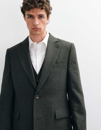 Asos ASOS DESING veste de costume slim &agrave; microtexture verte