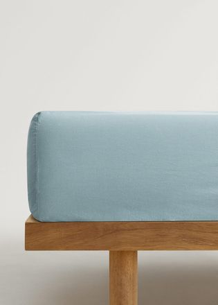 Mango Drap-housse enfant coton lav&eacute; lit 90 cm vert d&acute;eau - Home - Lit 90 cm - MANGO HOME