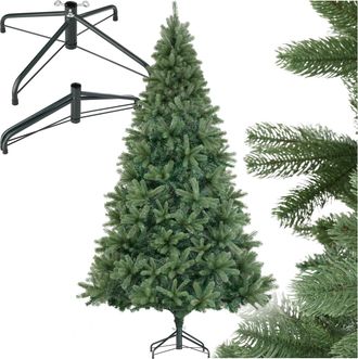 TecTake Künstlicher Weihnachtsbaum, naturgetreue Spritzguss- und PVC-Nadeln, biegsame künstliche Tannenzweige, Weihnachtsbaum künstlich mit Metallständer, Wei