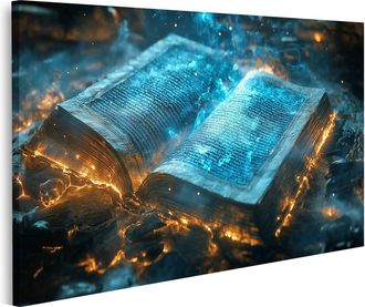Islandburner Bild auf Leinwand EIN magisches Buch das in blauem Licht leuchtet Bilder Wandbilder Poster