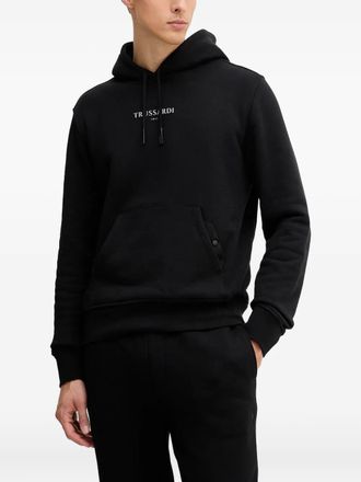 Trussardi hoodie à logo brodé - Noir