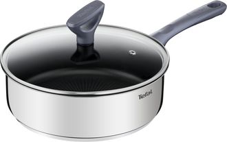 T-fal Sauteuse Dailycook en INOX - &Oslash; 24 cm - Avec couvercle en verre - Tous feux Dont Induction
