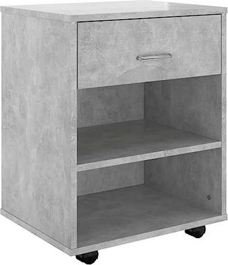 vidaXL Armoire à roulettes, Meuble de Rangement, Organisateur de Bureau Salle de Séjour Salon Maison Intérieur, Gris Béton Bois dIngénierie