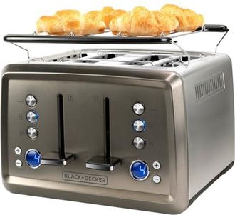 Black+Decker Grille-pain, Inox, Avec chauffe-pain
