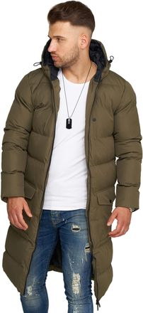 SOULSTAR Herren Parka Winterjacke als Langer Steppmantel mit Kapuze - Winterparka als Puffermantel - Wintermantel f&uuml;r M&auml;nner S2_BANANA-Olive-XXL