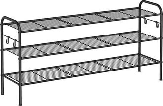 Songmics &Eacute;tag&egrave;re &agrave; Chaussures, Organiseur de Chaussures &agrave; 3 Niveaux, en M&eacute;tal avec 4 Crochets Lat&eacute;raux, pour 18 Paires, R&eacute;glable en Hauteur, pour Entr&eacute;e, Coulo