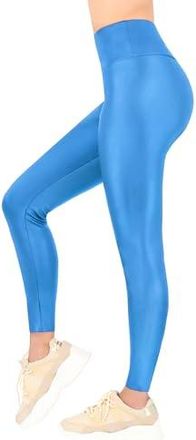 FUTURO FASHION Leggings Brillants Effet mouillé pour Femme Taille Haute rehaussante Design Non Transparent Extensible et Respirant idéal pour Les fêtes décontractées