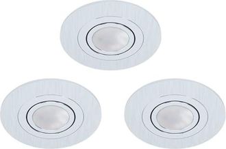 Eglo 3er-Set Einbaustrahler Areitio, Spots Set aus gebürstetem Aluminium, 3 Einbauleuchten mit GU10 Fassung, LED Leuchtmittel inklusive, Spot flach, schwen