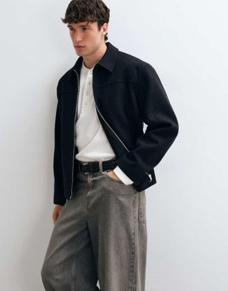 Asos veste zipp&eacute;e effet laine noire