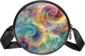 Generic Petit sac &agrave; bandouli&egrave;re circulaire pour femme, petit sac &agrave; bandouli&egrave;re avec fermeture &eacute;clair, bretelles r&eacute;glables, sac &agrave; main rond d&eacute;contract&eacute; pour fe