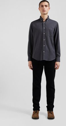 Eden Park Chemise En Twill De Coton Et Cachemire Gris Anthracite Coupe Regular