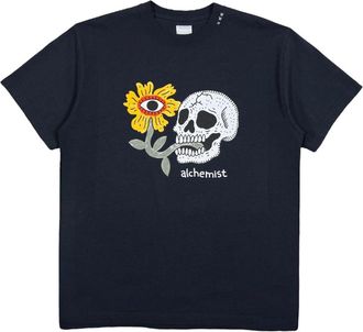 Alchemist Floral Skull T-Shirt - Schwarz