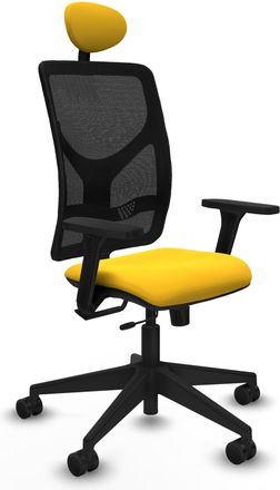 Piqueras y Crespo Sicherheitsstuhl mit 3D-Armen, h&ouml;henverstellbarer Lendenwirbelst&uuml;tze und festem Kopfteil, ausgestattet mit Syncro/Traslack und Schneideschaum, Schwarz