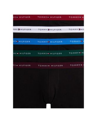 Tommy Hilfiger Signature Cotton Essentials - 5er-Pack Unterhosen in Schwarz mit Bund in Wei&szlig;/Gr&uuml;n/Lila/Rot/Blau-Bunt
