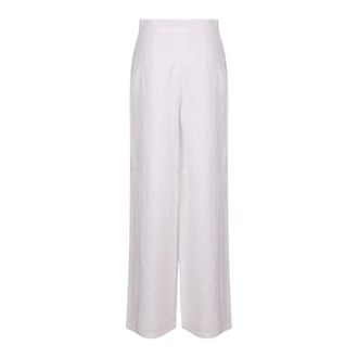 Max Mara Femme, Pantalons, Blanc, Taille: 42 FR Wide Leg Linen Pants