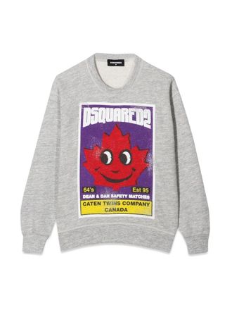 Dsquared2 Leaf Print Crewneck Sweatshirt - Gray