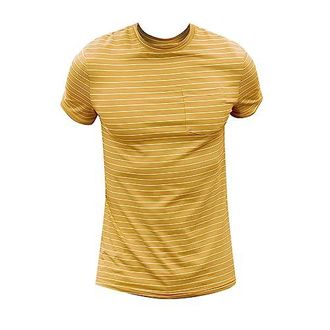 Generic T-shirt ray&eacute; pour homme - T-shirt d&eacute;contract&eacute; &agrave; manches courtes - En coton doux - Haut ray&eacute; - Col rond, jaune, XXL