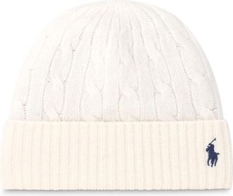Polo Ralph Lauren Logo Beanie aus Wolle-Kaschmir-Mix - - Accessories - Damen - Wei&szlig; - ONE SIZE