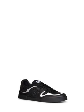 Dolce & Gabbana Mens Sneakers Portofino Black Nappa Calfskin & Suede Calf Leather Trainers