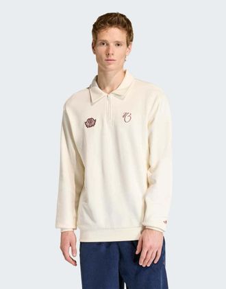 adidas adidas Performance - Jude Bellingham - Sweat ample &agrave; col zipp&eacute; - Blanc cass&eacute;