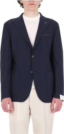 Eleventy Homme, Vestes, Bleu, Taille: M Blazer &agrave; simple boutonnage et poches plaqu&eacute;es