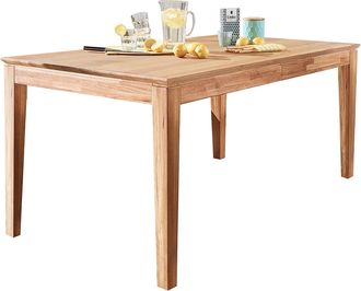 Möbelando Esstisch TI-0598 aus Kernbuche massiv mit Auszug in Natur geölt. Abmessungen (BxHxT) 140x75x90 cm